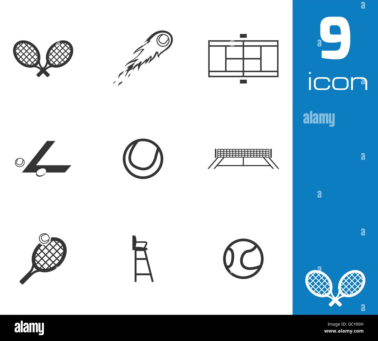 Vector black tennis icons set Stock Vector Image & Art - Alamy