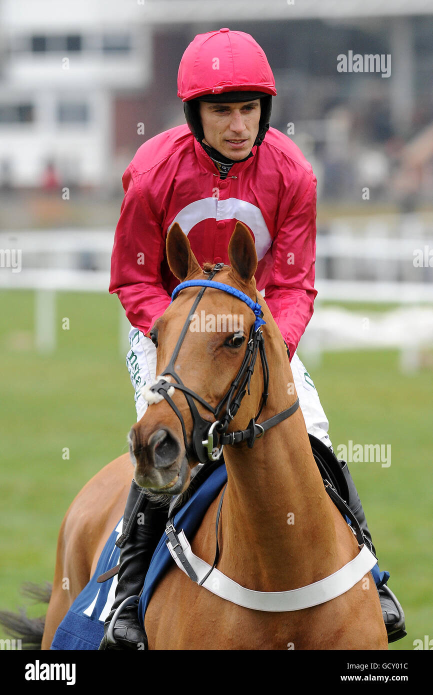 Jockey Adrian Lane on Red Merlin goes to post for the First Great ...