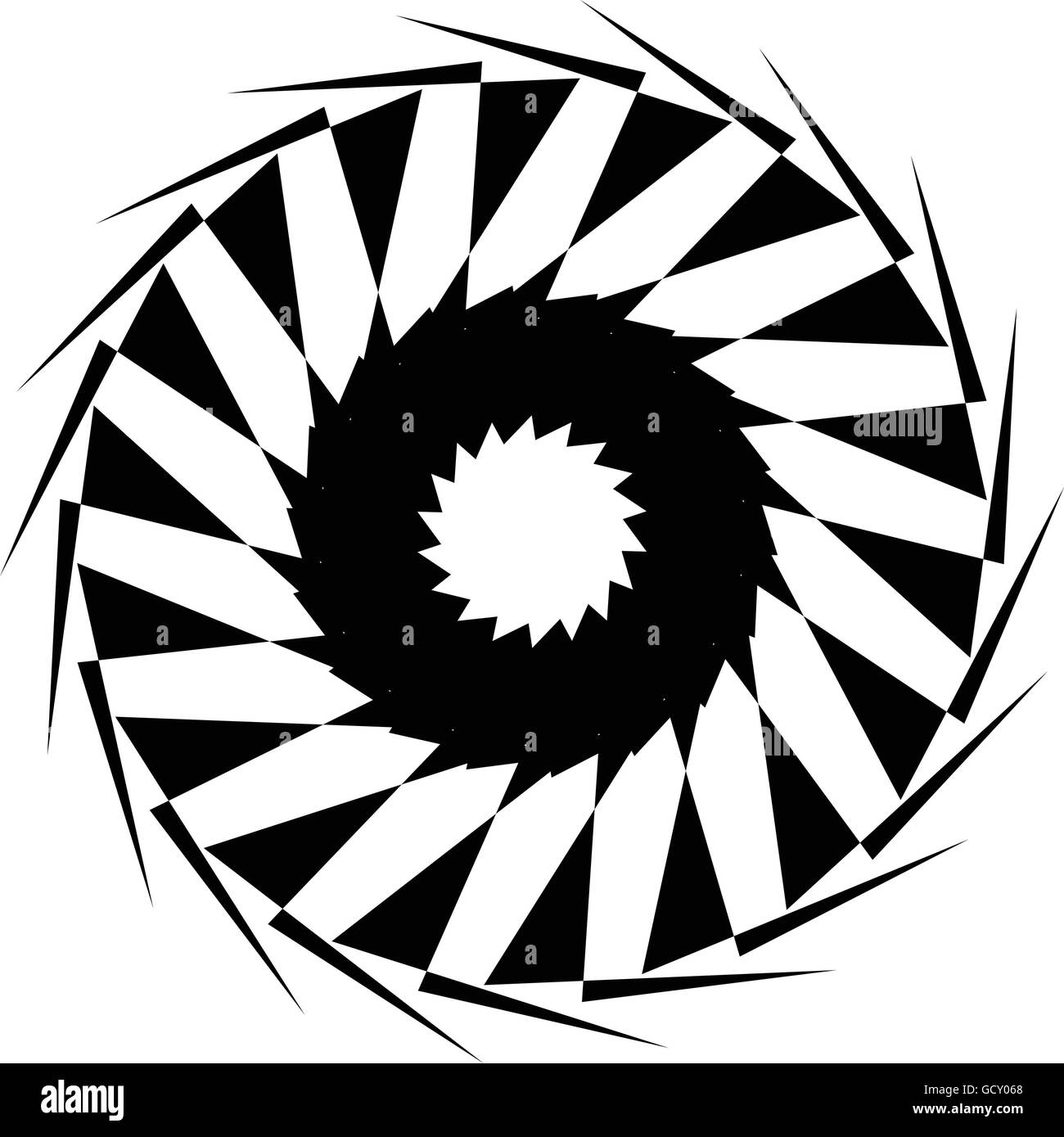 Circular geometric shape. Abstract monochrome spiral element Stock ...