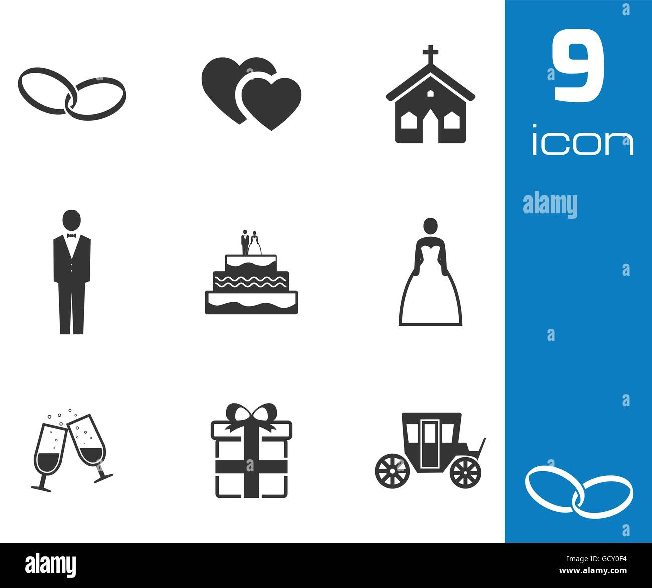 Vector black wedding icons set Stock Vector Image & Art - Alamy