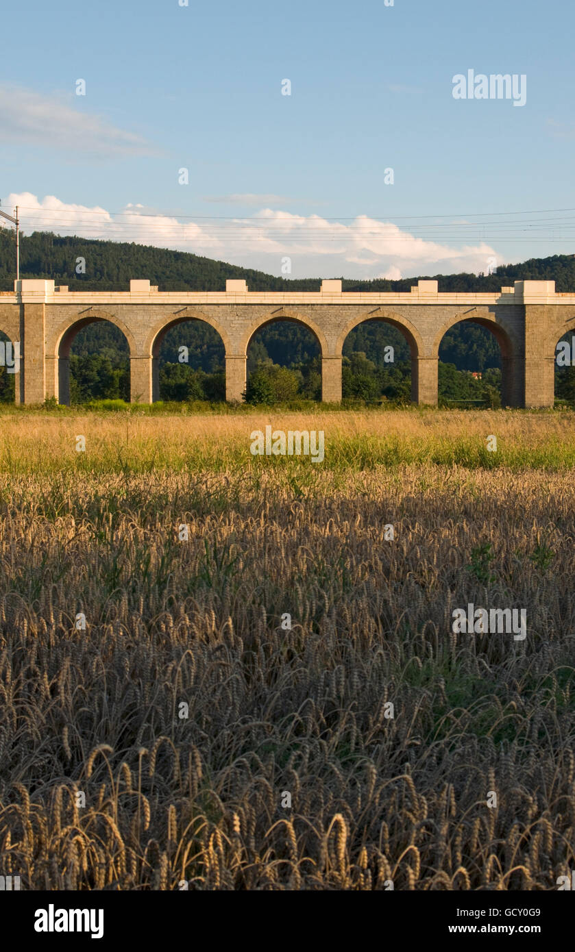 Jezernice Railroad Viaduct, 343 meters long railway bridge with 41 ...