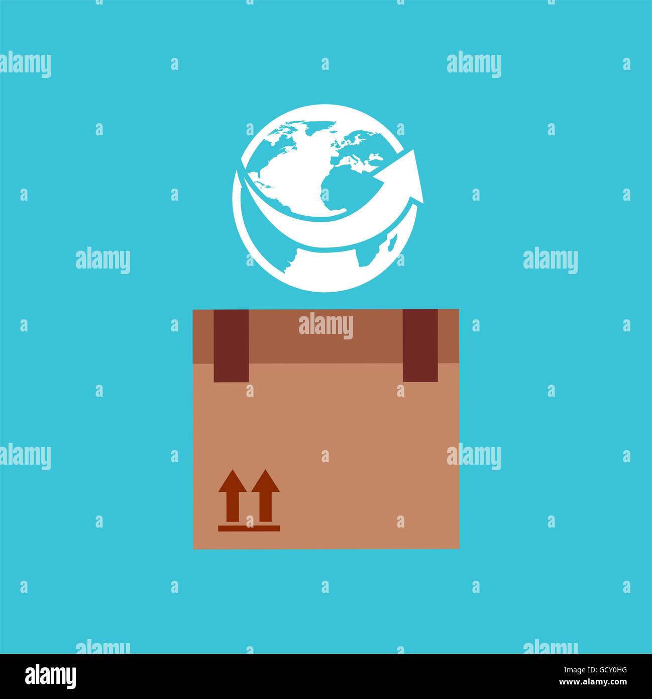 Delivery service worker box earth hi-res stock photography and images ...