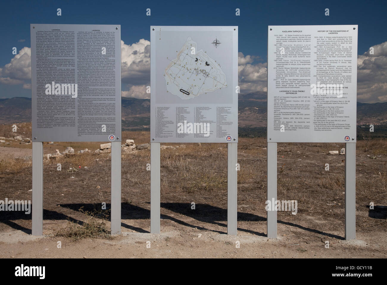 Information panels, museum and archaeological site, Laodicea, Denizli ...