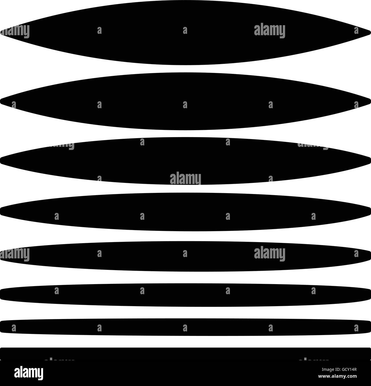 Set of lines with different level of deformation. Abstract geometric ...