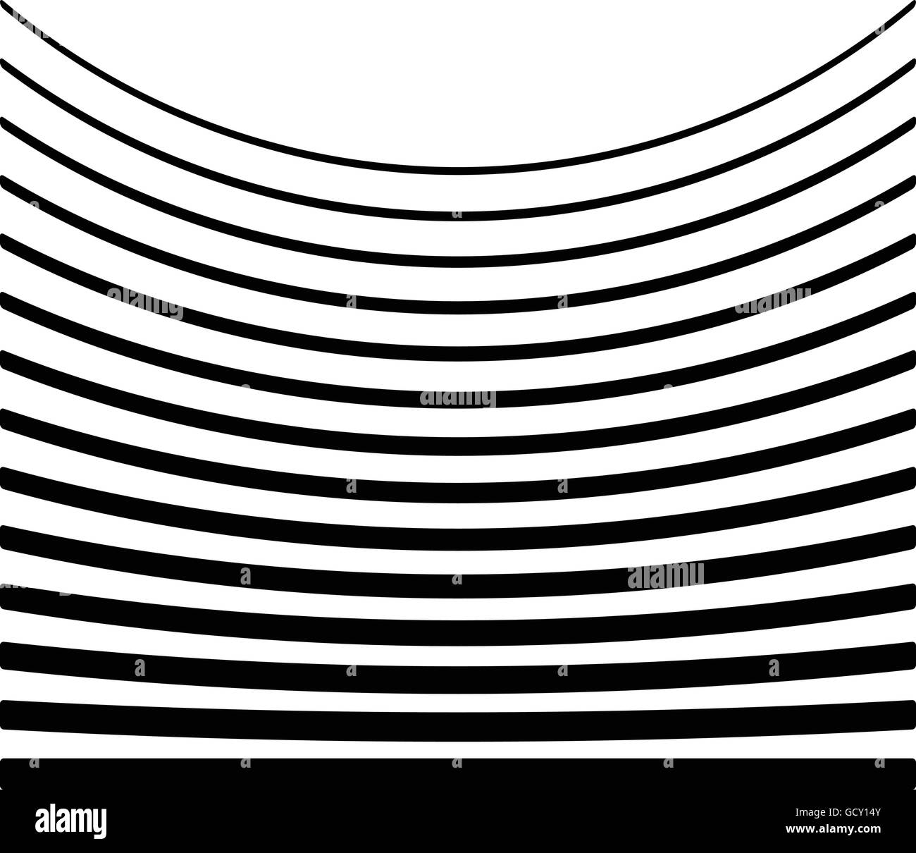 Set of lines with different level of deformation. Abstract geometric ...