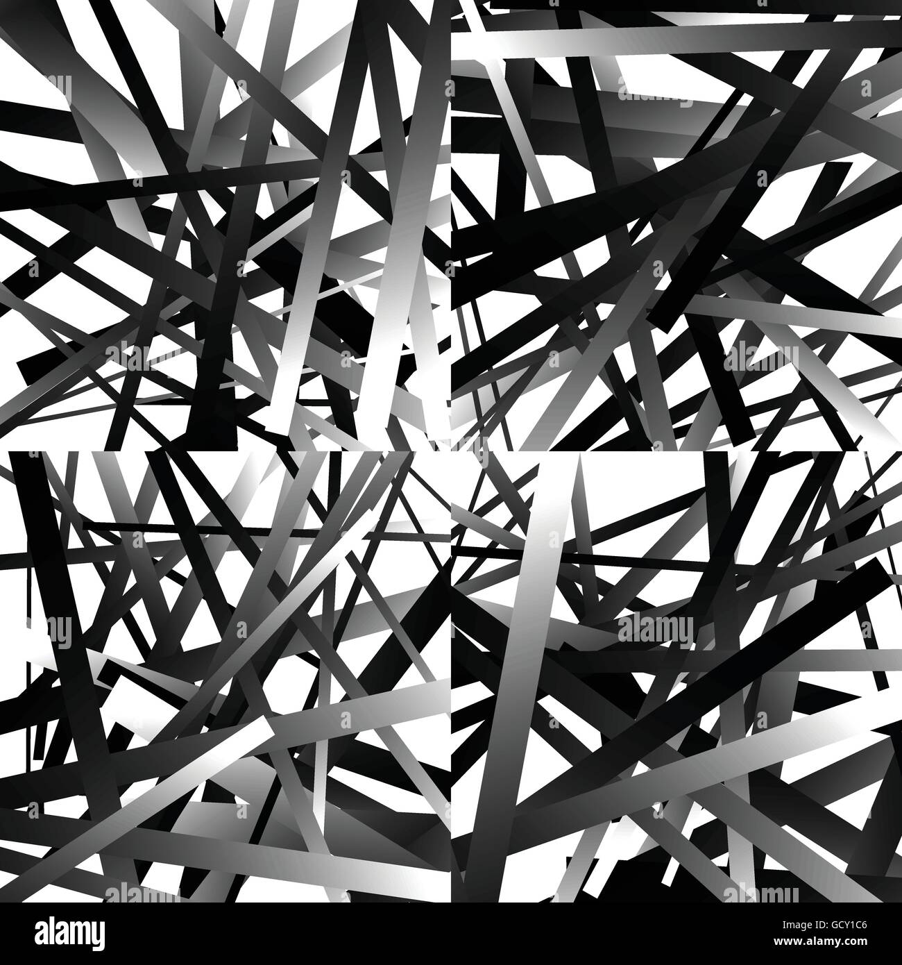 Scattered, random lines. Set of 4 patterns, monochrome abstract ...
