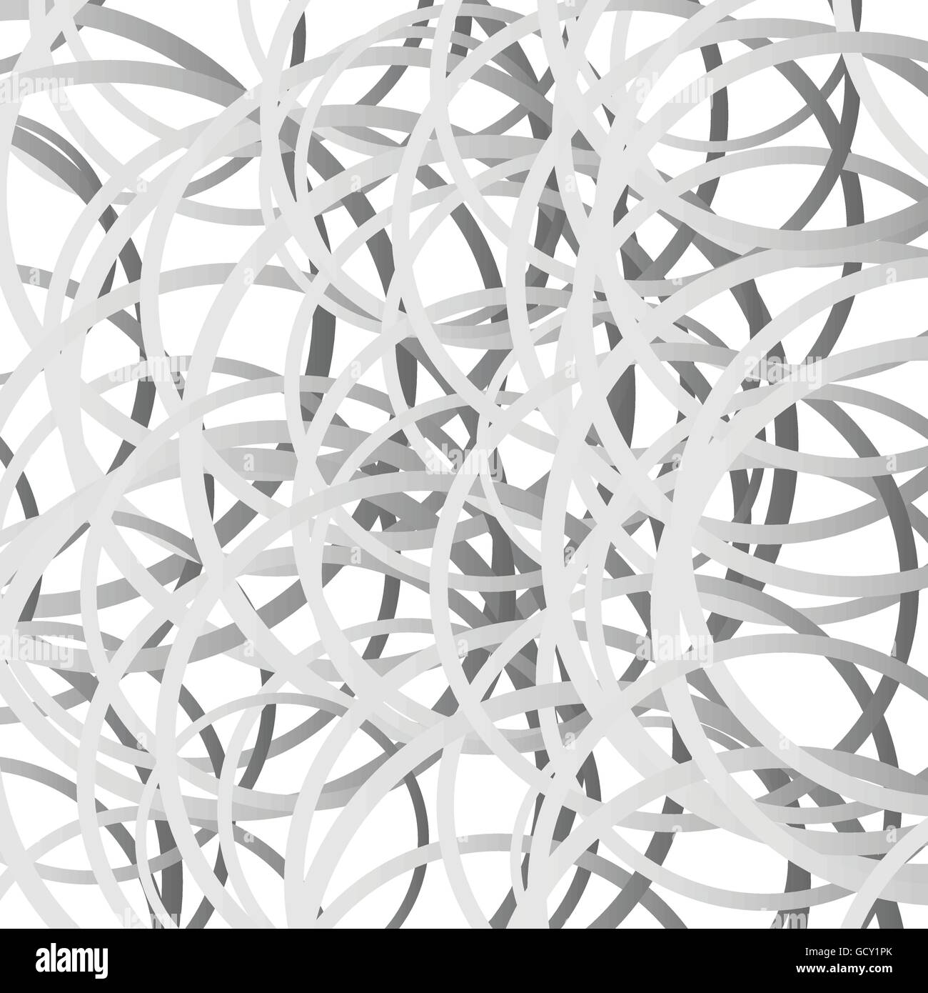 Random squiggle lines, intersecting random circles. Scribble, tangled ...