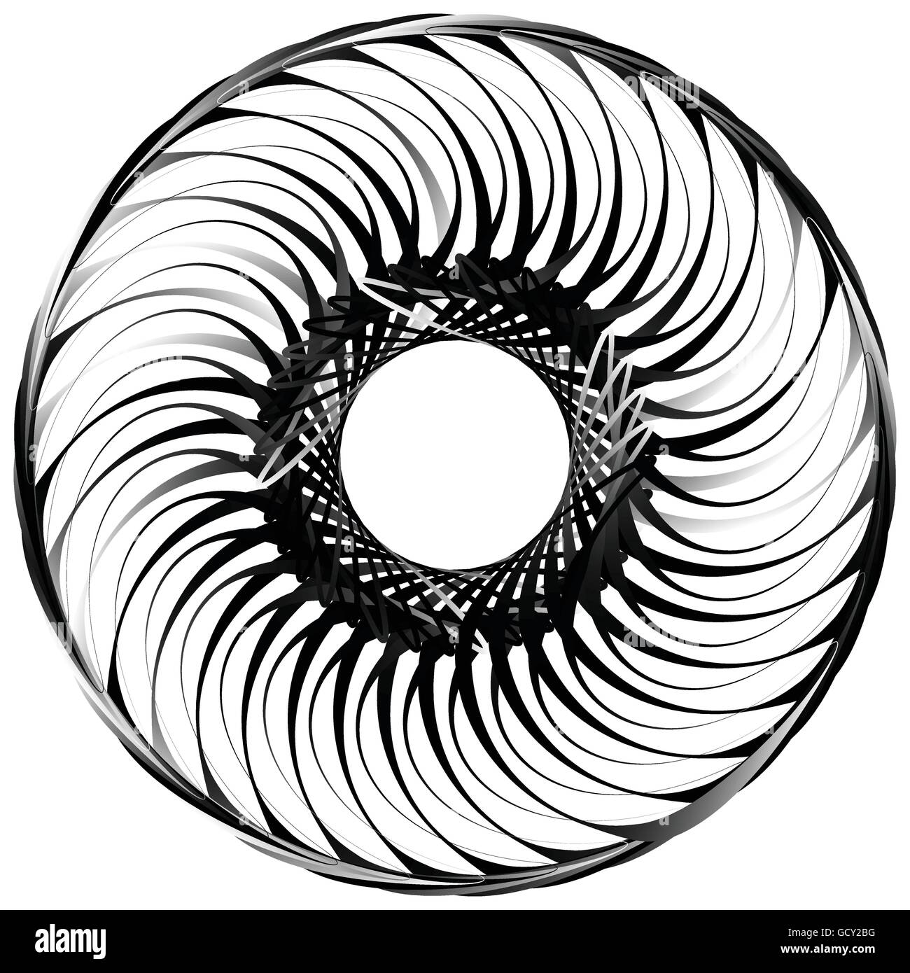 Spiral isolated on white. Rotating, concentric shape forming a ...