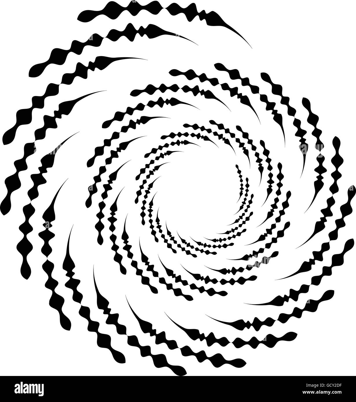 Spiral element. Concentric swirling shape with lines rotating inwards ...