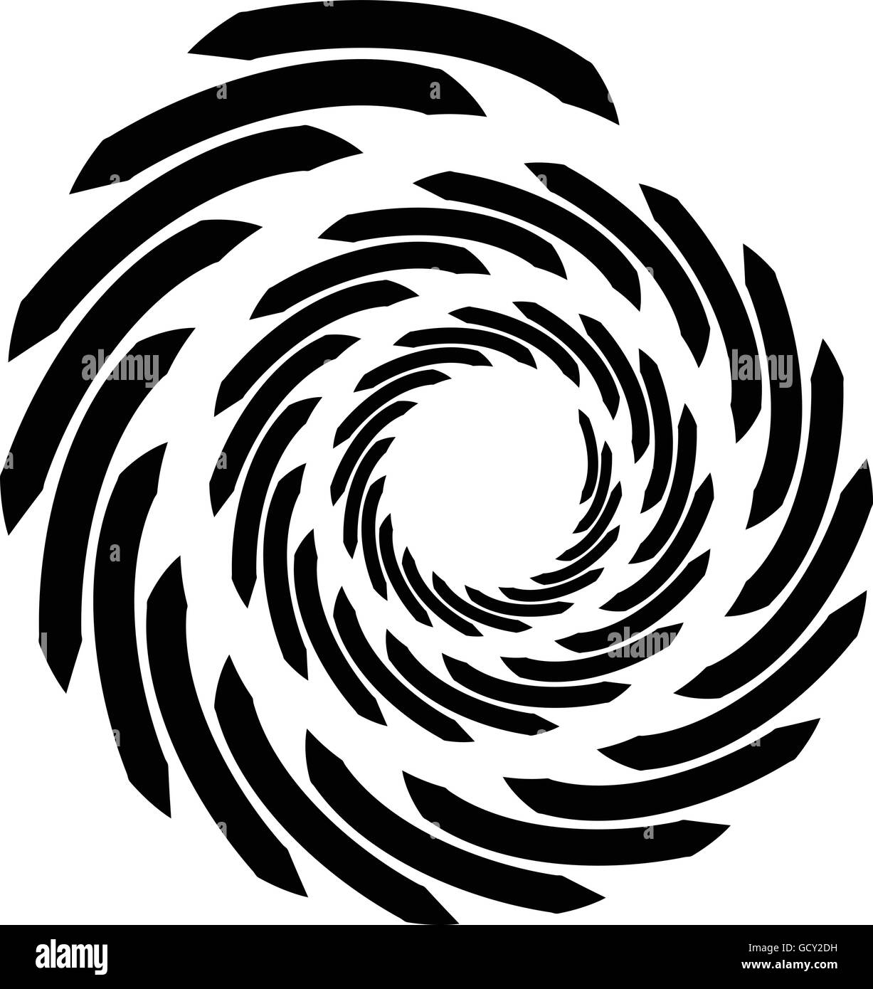 Spiral element. Concentric swirling shape with lines rotating inwards ...