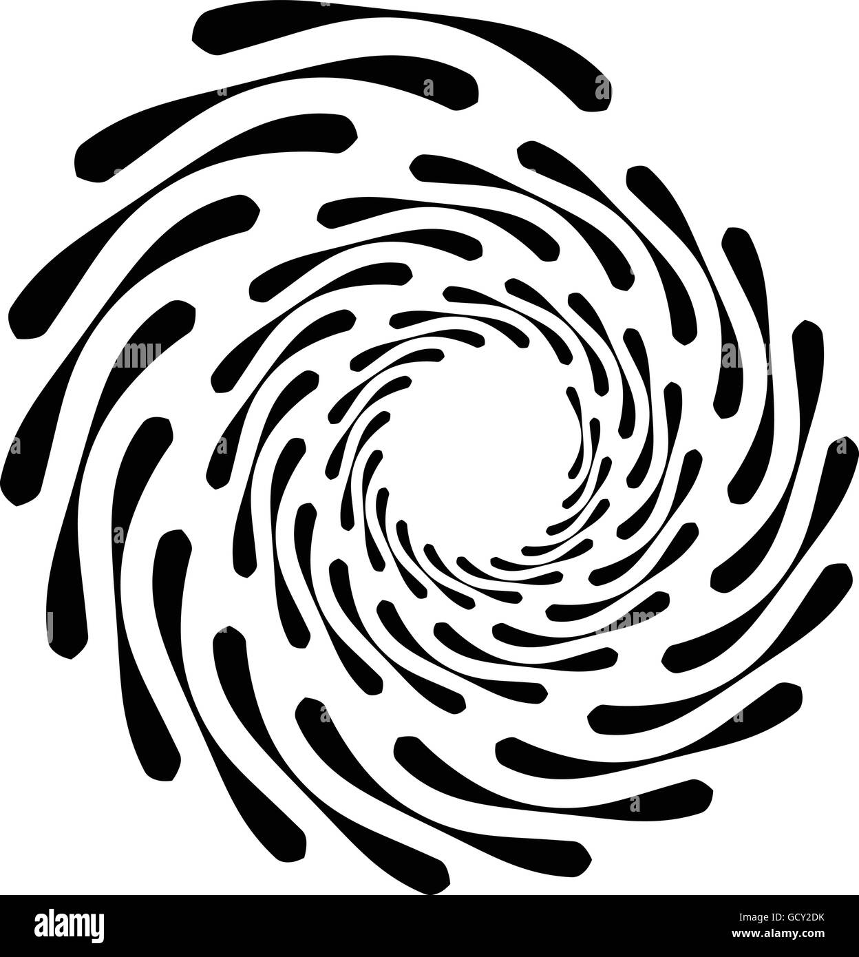 Spiral element. Concentric swirling shape with lines rotating inwards ...