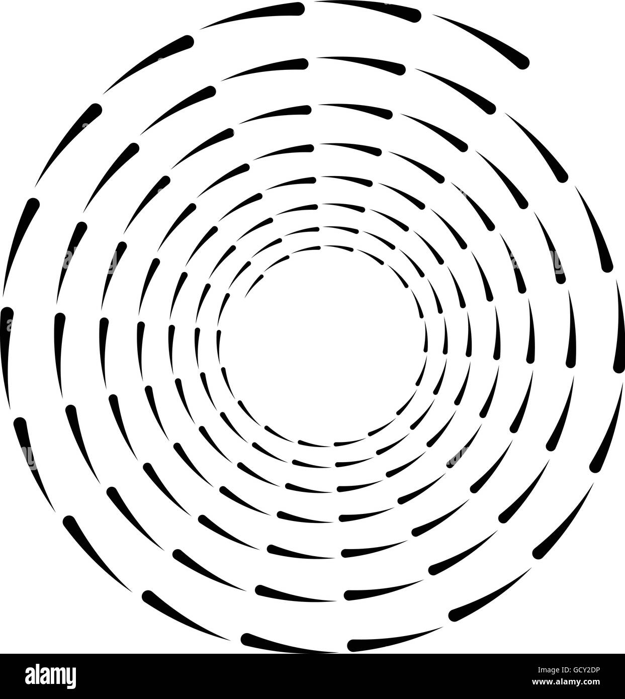 Spiral element. Concentric swirling shape with lines rotating inwards ...