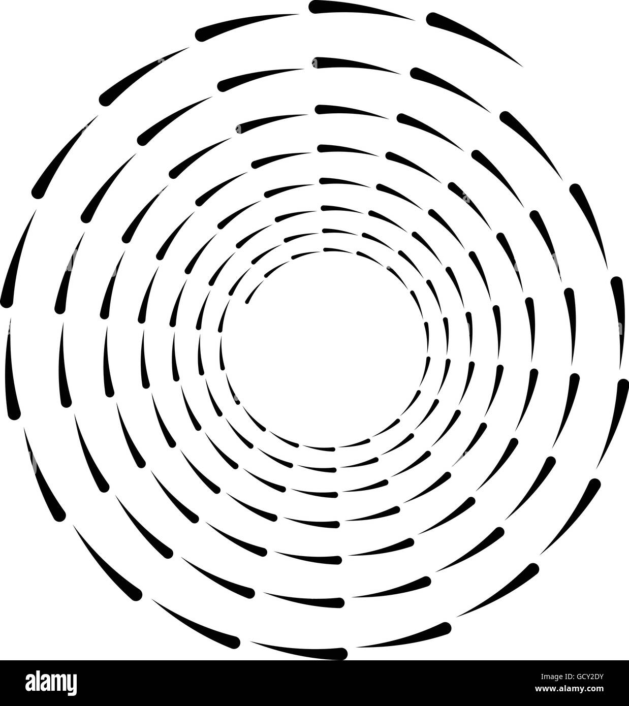 Spiral element. Concentric swirling shape with lines rotating inwards ...