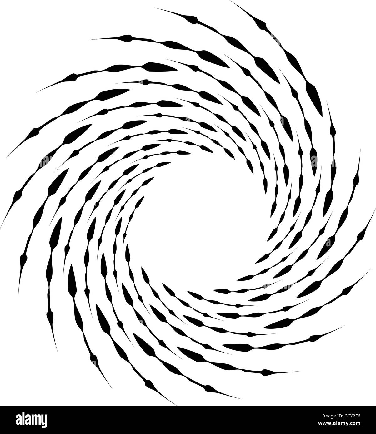 Spiral element. Concentric swirling shape with lines rotating inwards ...