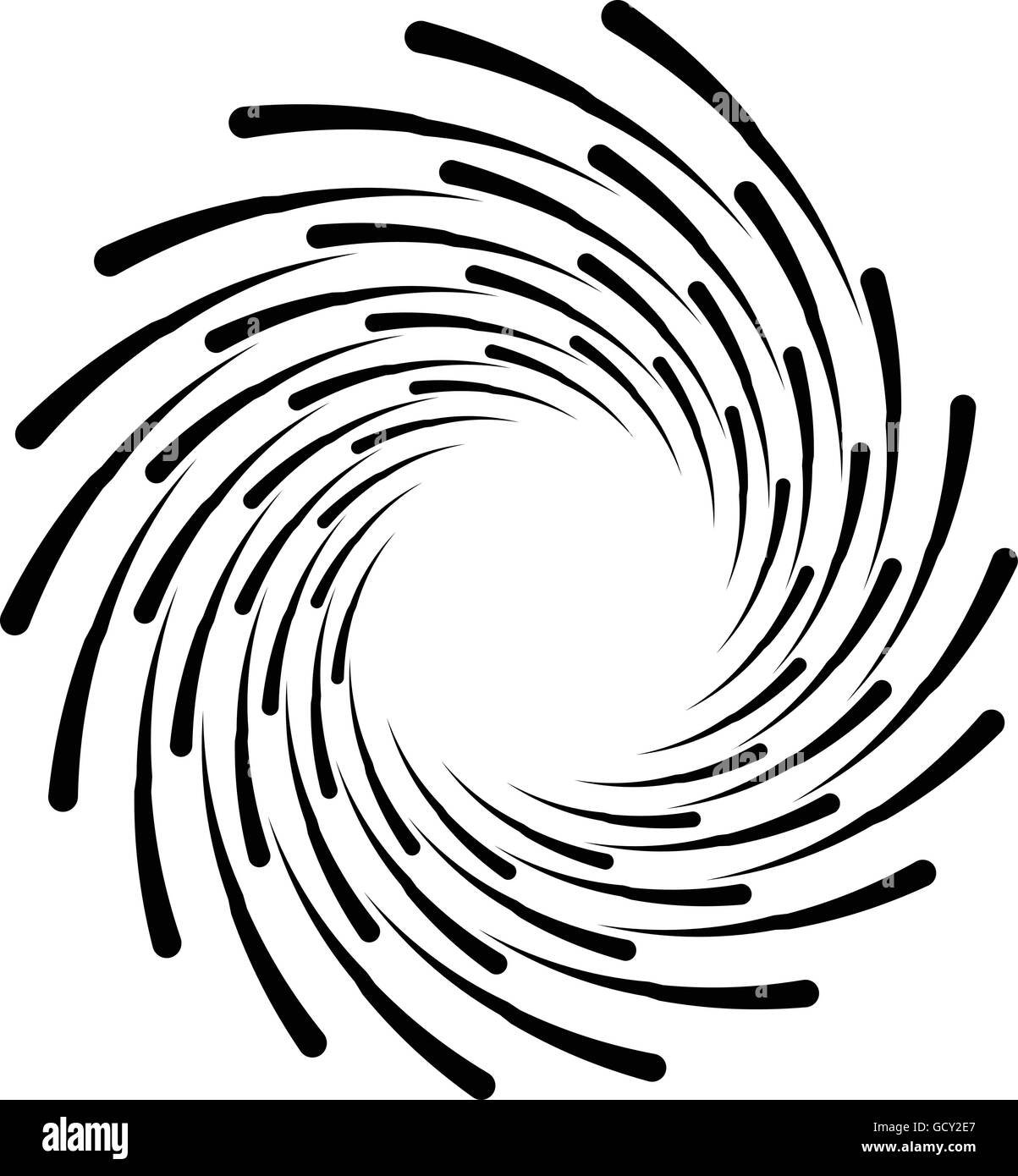 Spiral element. Concentric swirling shape with lines rotating inwards ...