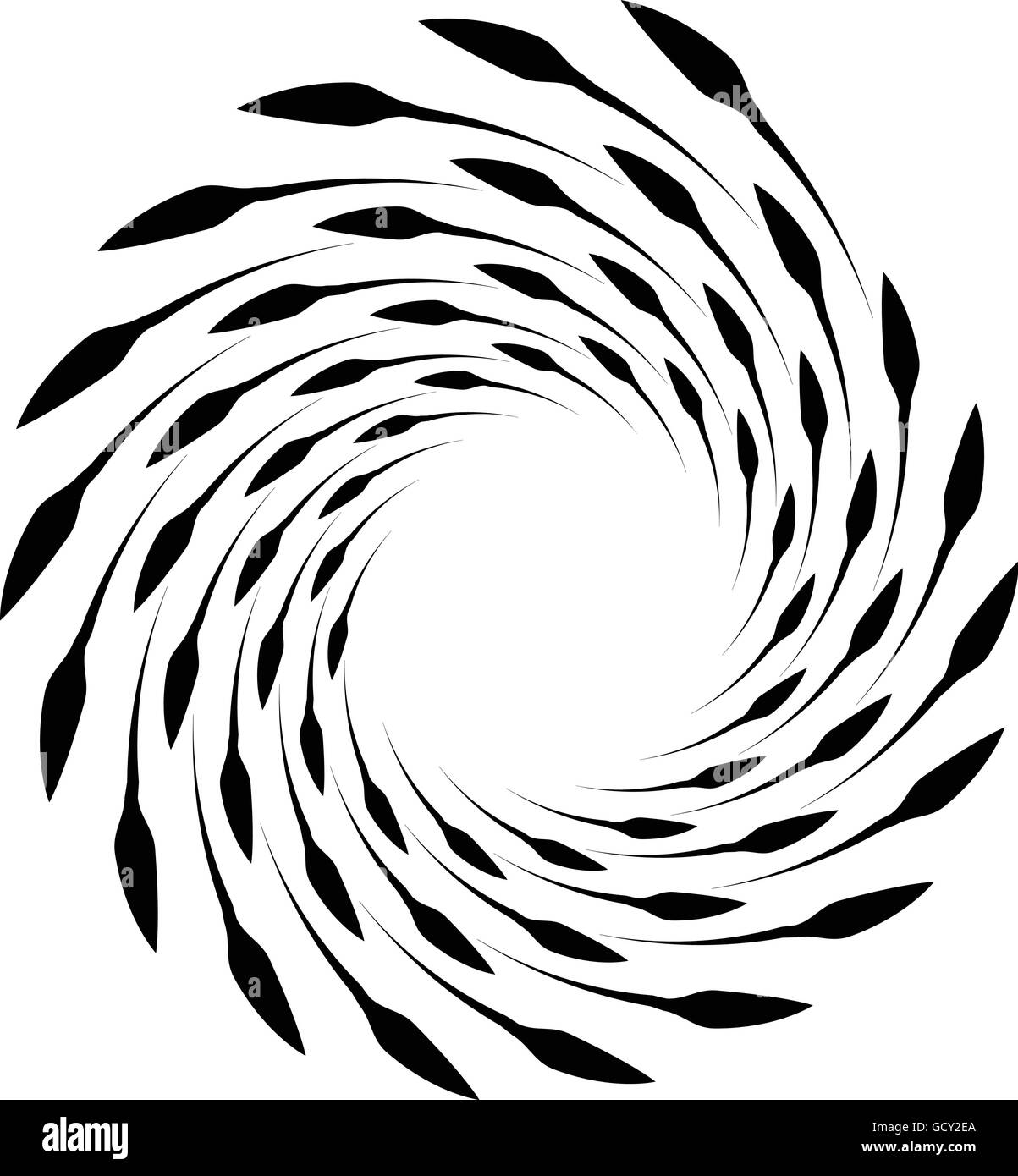 Spiral element. Concentric swirling shape with lines rotating inwards ...