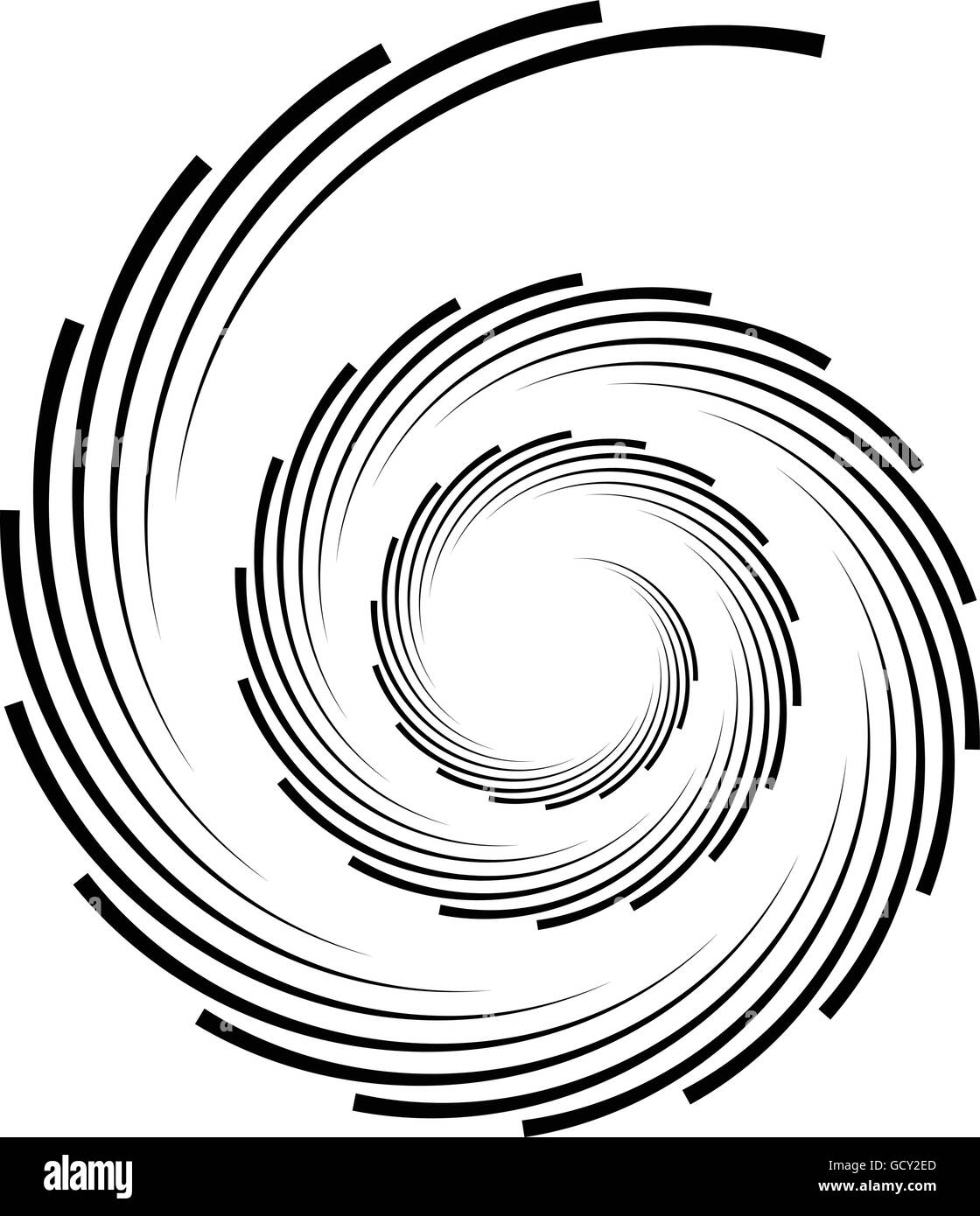 Spiral element. Concentric swirling shape with lines rotating inwards ...