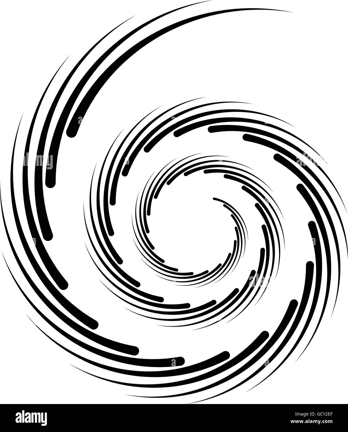 Spiral element. Concentric swirling shape with lines rotating inwards ...