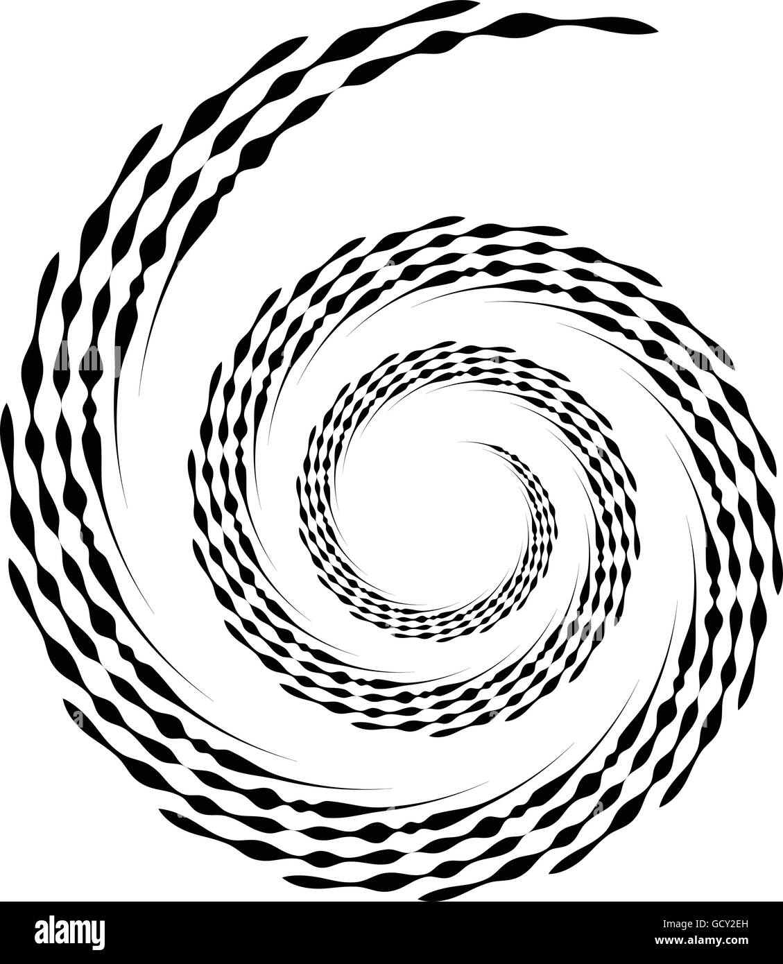 Spiral element. Concentric swirling shape with lines rotating inwards ...