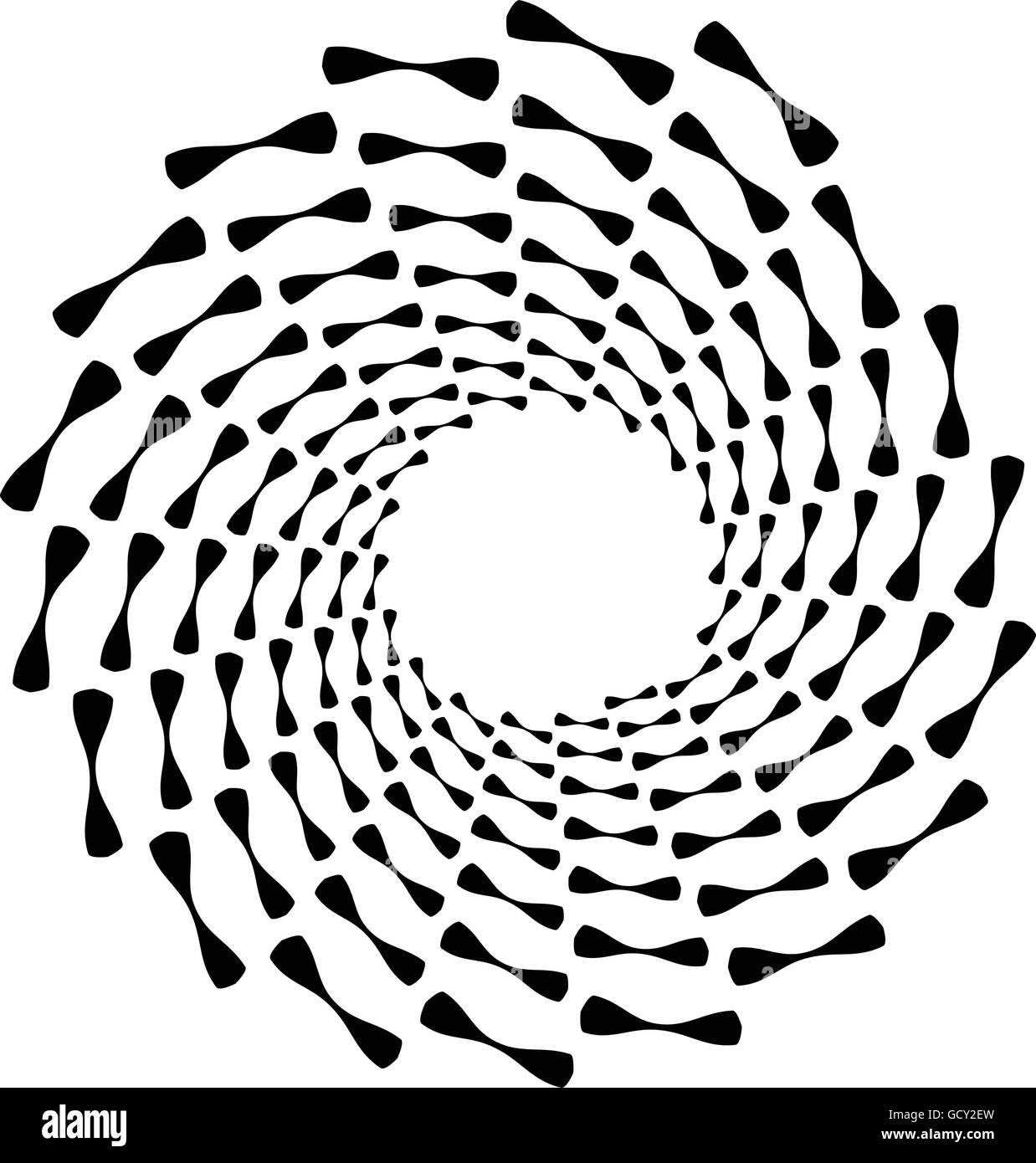 Spiral element. Concentric swirling shape with lines rotating inwards ...