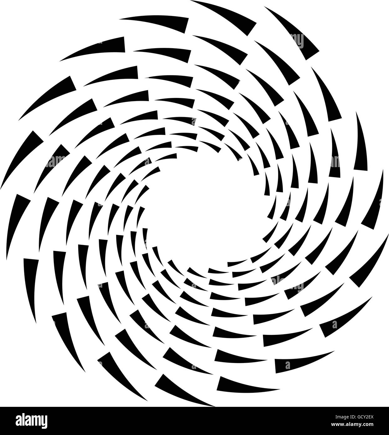 Spiral element. Concentric swirling shape with lines rotating inwards ...