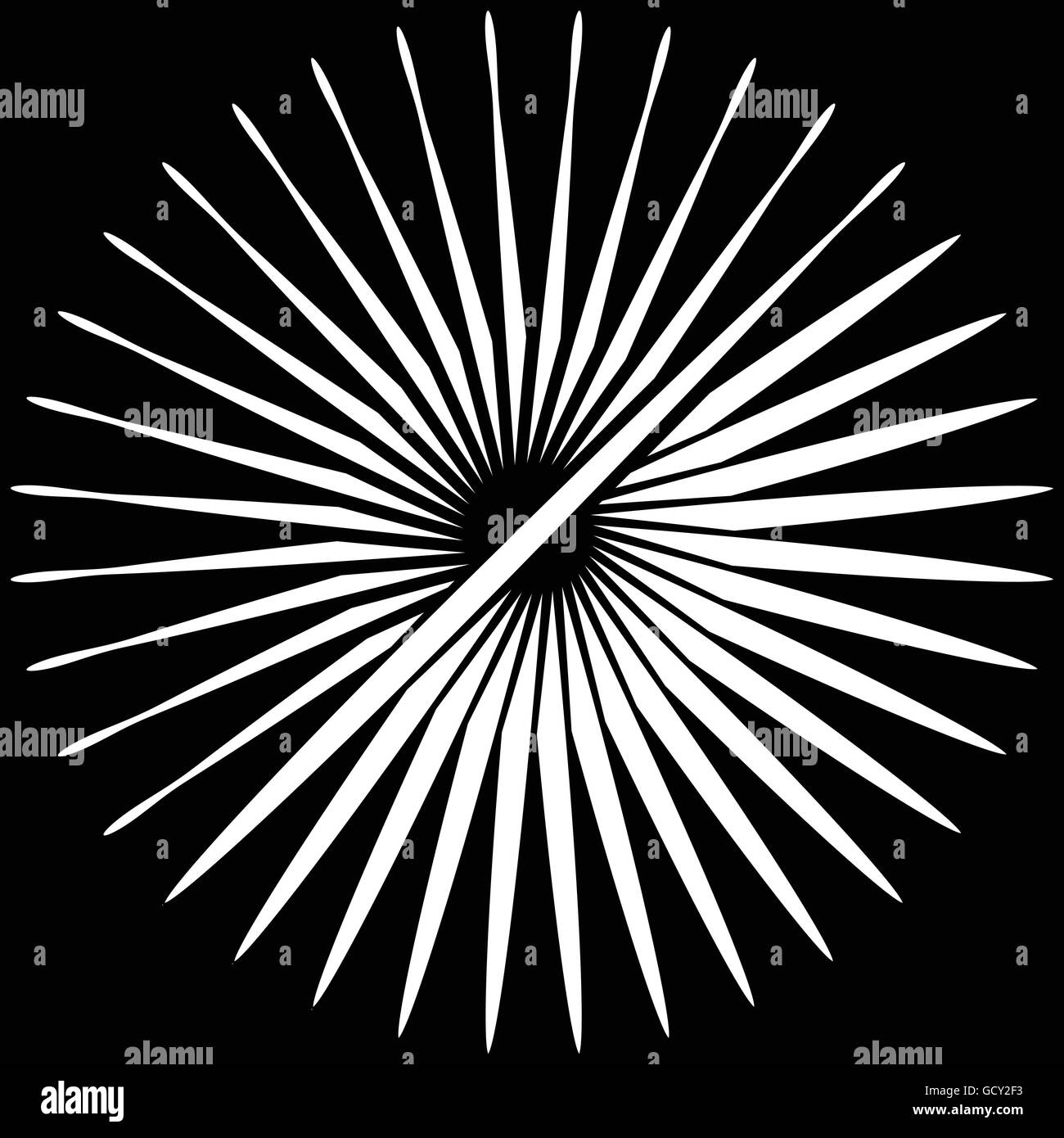 Radial, radiating lines. Asymmetrical geometric element. Circular ...