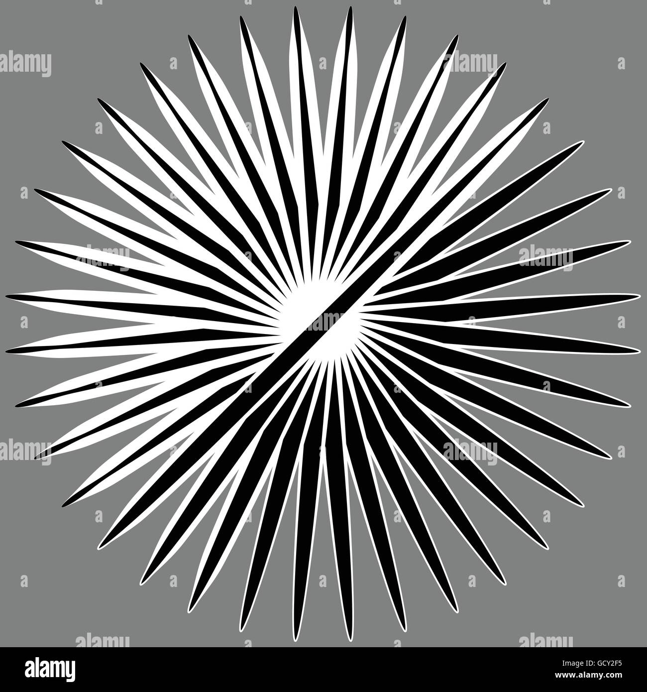 Radial, radiating lines. Asymmetrical geometric element. Circular ...