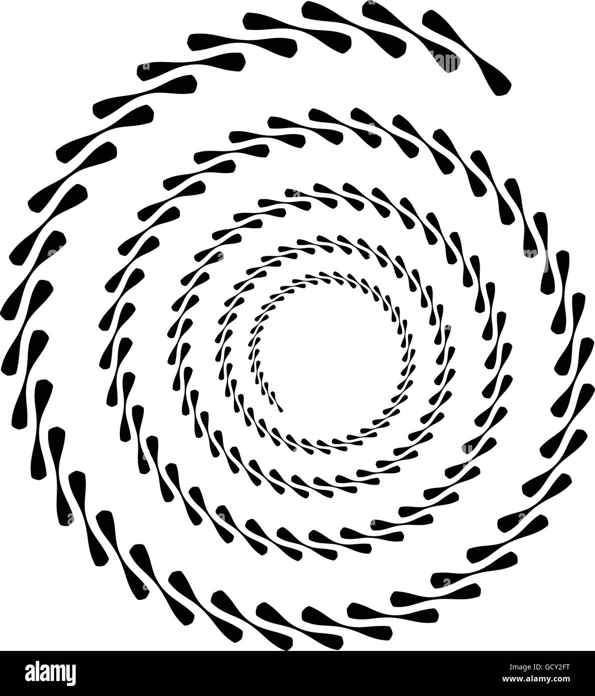 Spiral element. Concentric swirling shape with lines rotating inwards ...