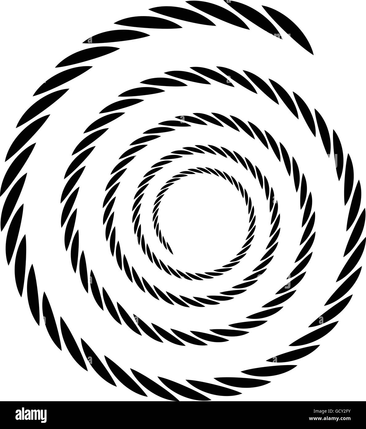 Spiral element. Concentric swirling shape with lines rotating inwards ...
