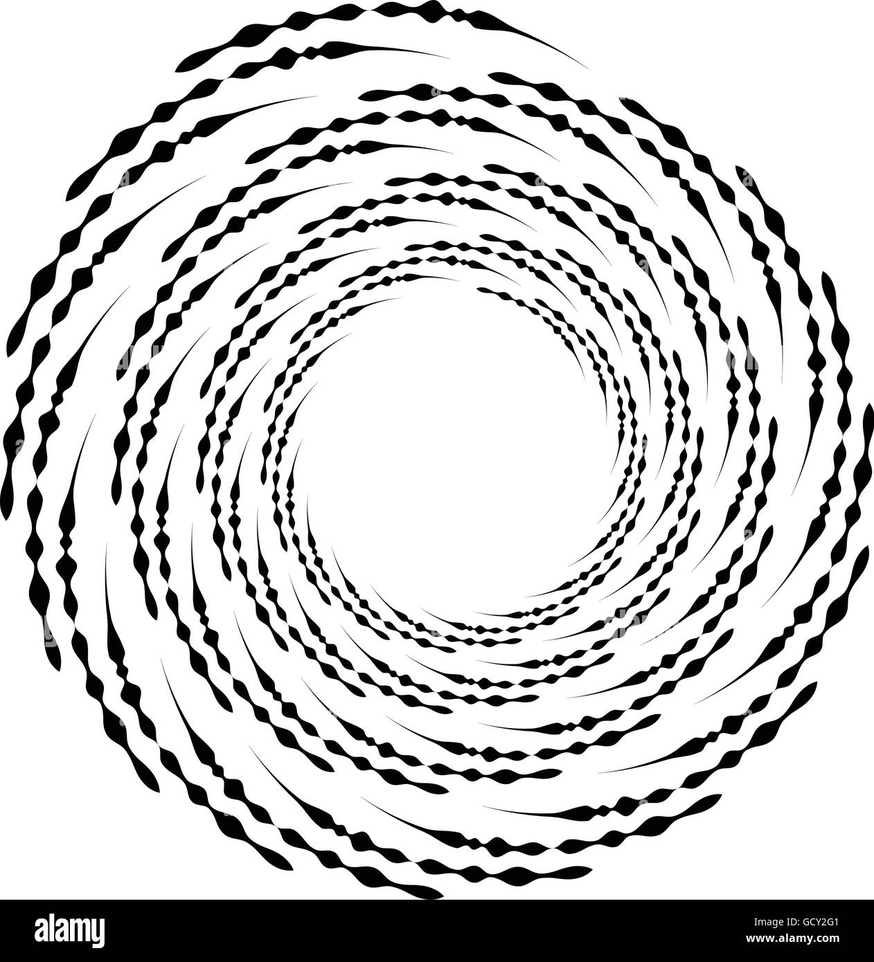 Spiral element. Concentric swirling shape with lines rotating inwards ...