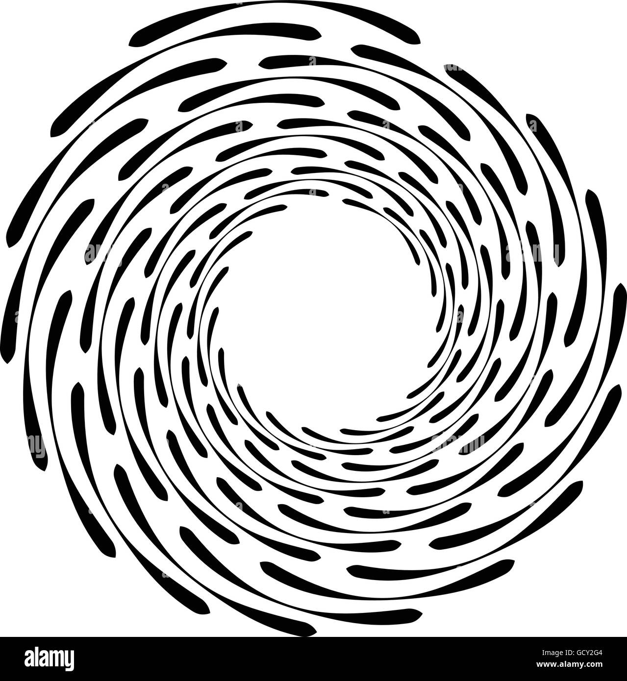 Spiral element. Concentric swirling shape with lines rotating inwards ...