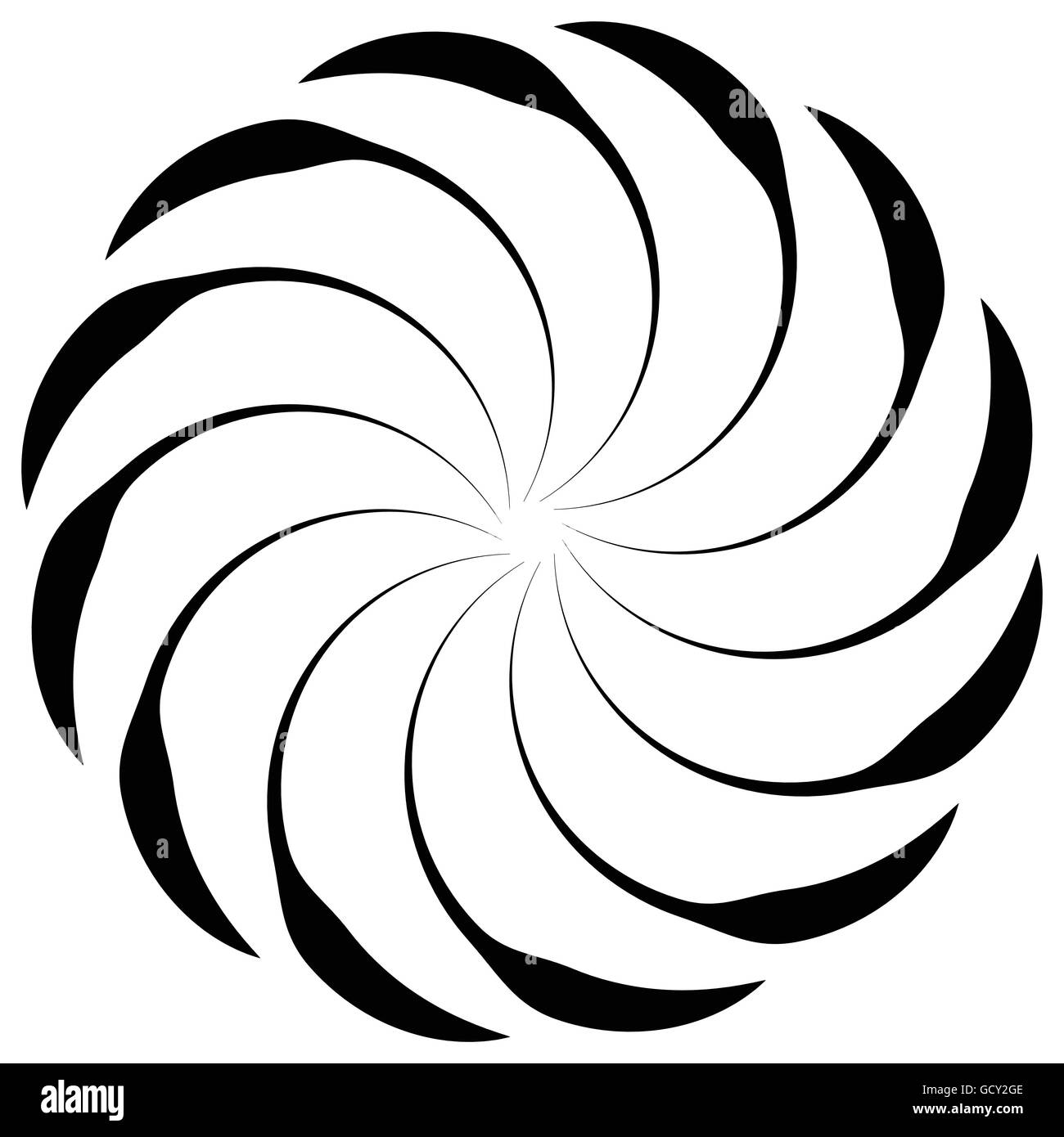 Spiral shape on white. Curved lines rotating from a centric point ...