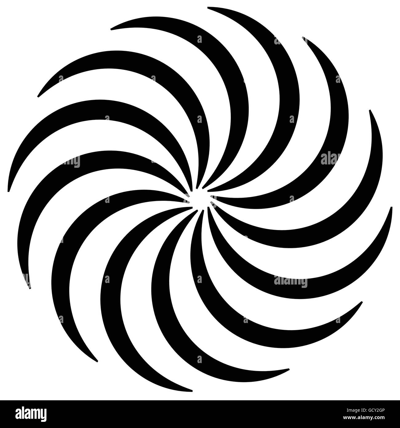 Spiral shape on white. Curved lines rotating from a centric point ...