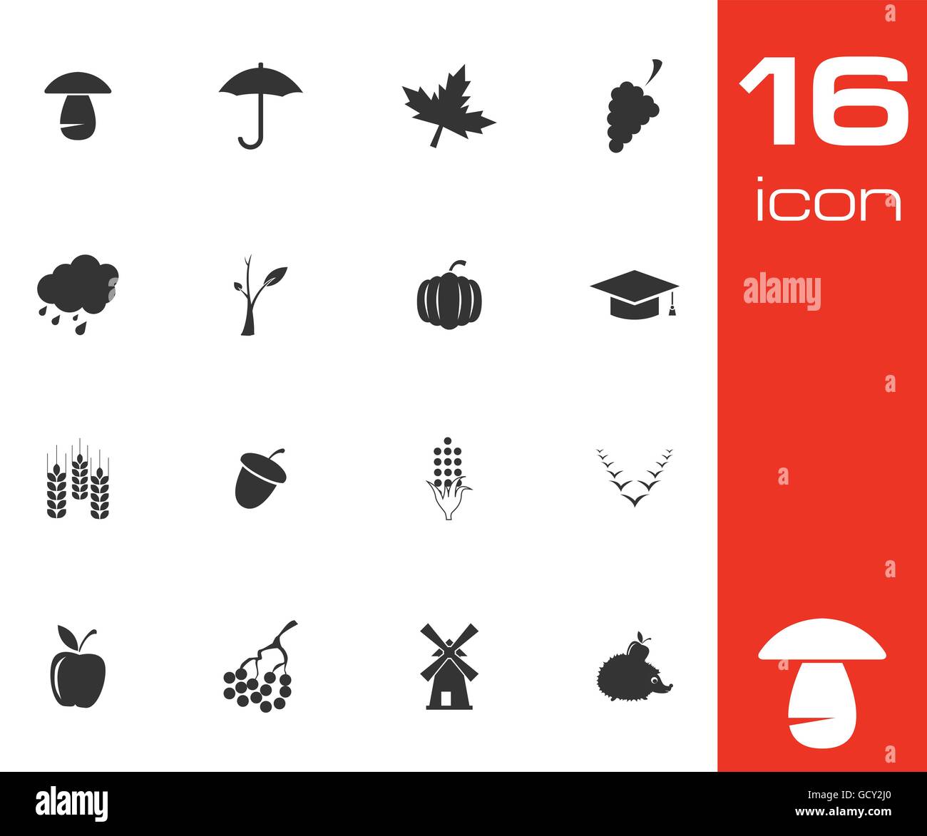 Vector black autumn icons set Stock Vector Image & Art - Alamy