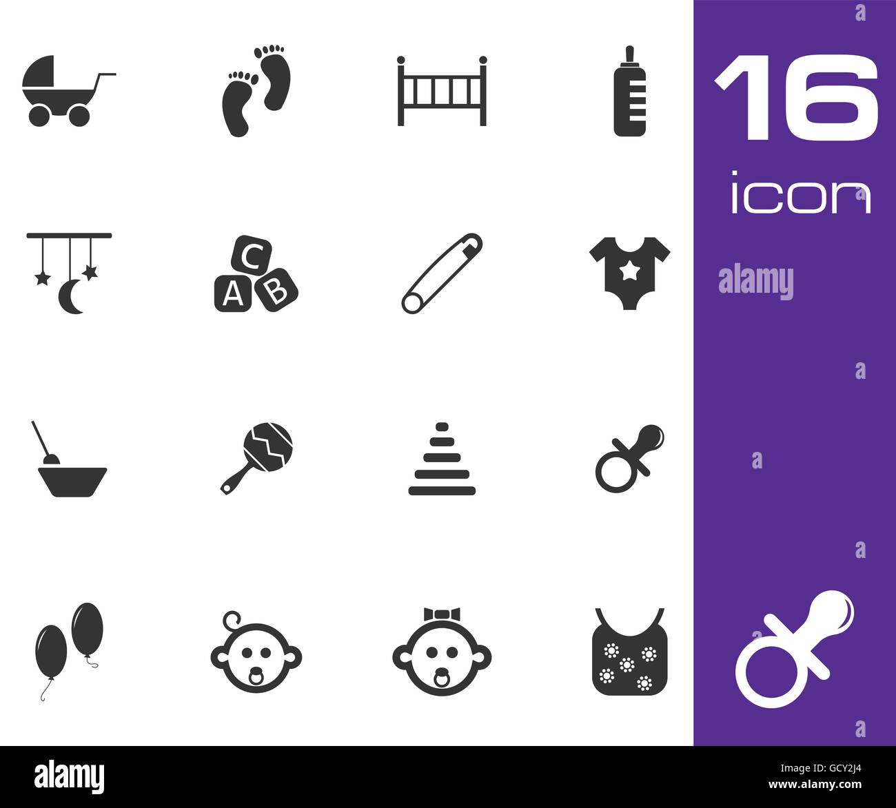 Vector black baby icons set Stock Vector Image & Art - Alamy