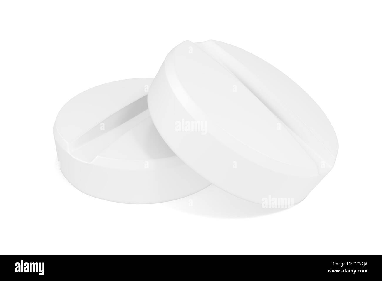 Two pills close-up isoleted on white background. 3d illustration Stock ...