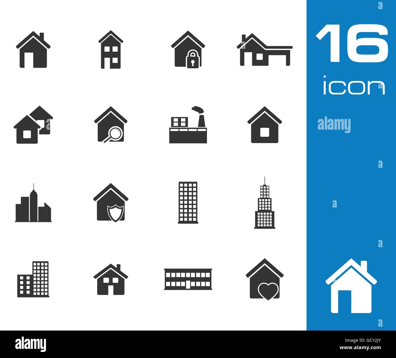 Vector black building icons set Stock Vector Image & Art - Alamy