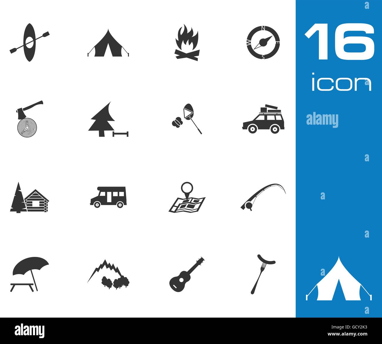 Vector black camping icons set Stock Vector Image & Art - Alamy
