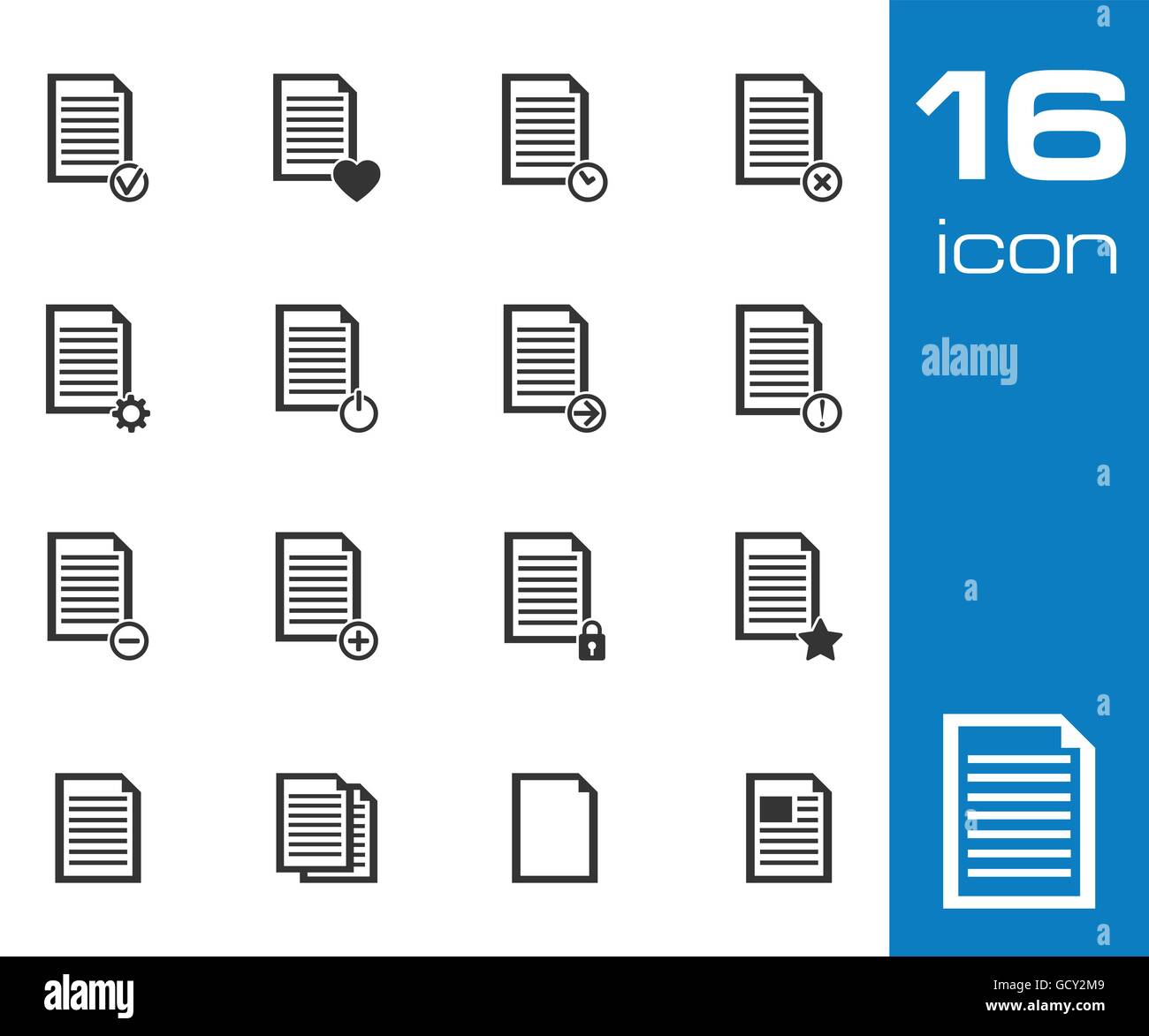 Vector black document icons set Stock Vector Image & Art - Alamy