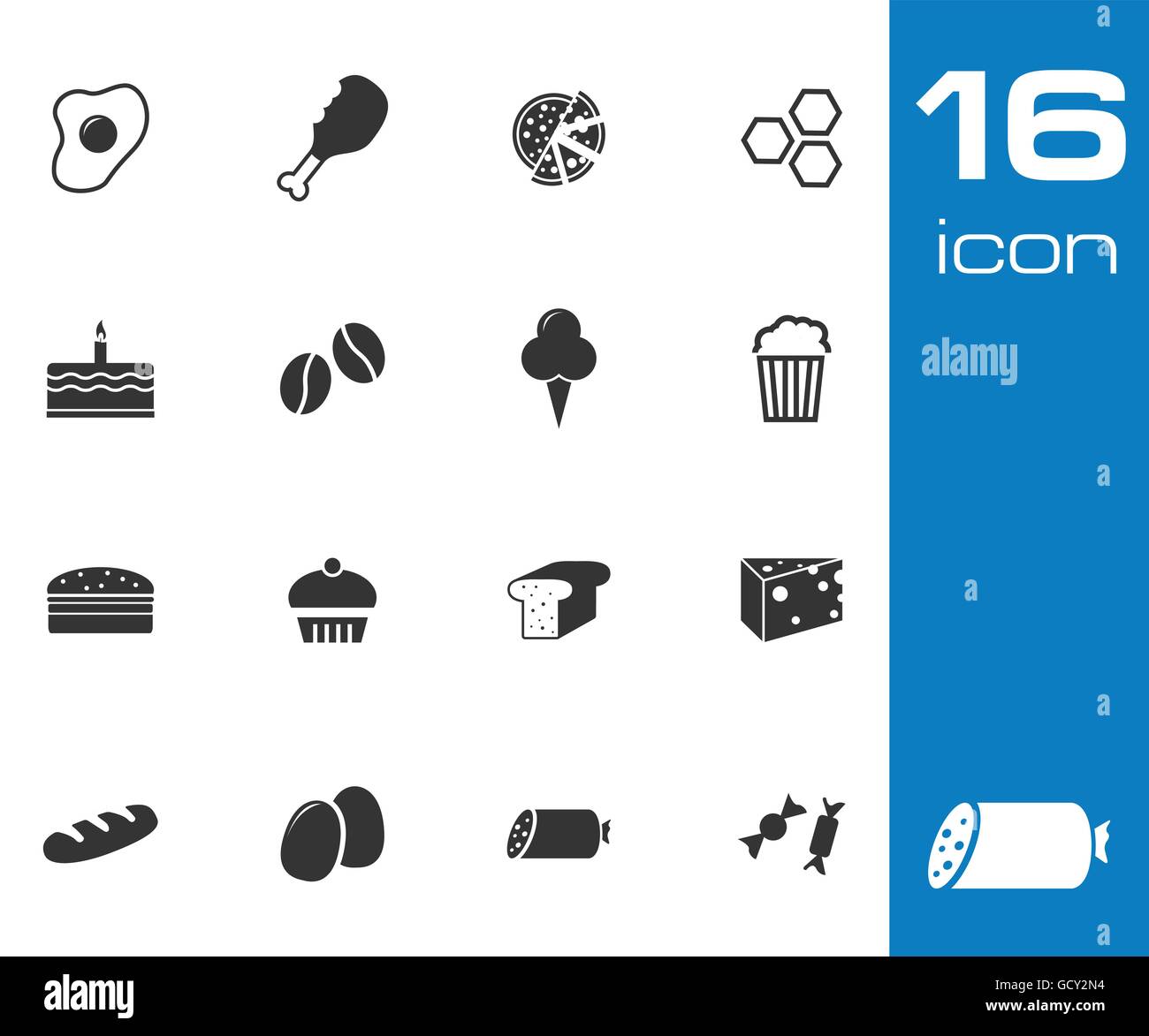 Vector black food icons set Stock Vector Image & Art - Alamy