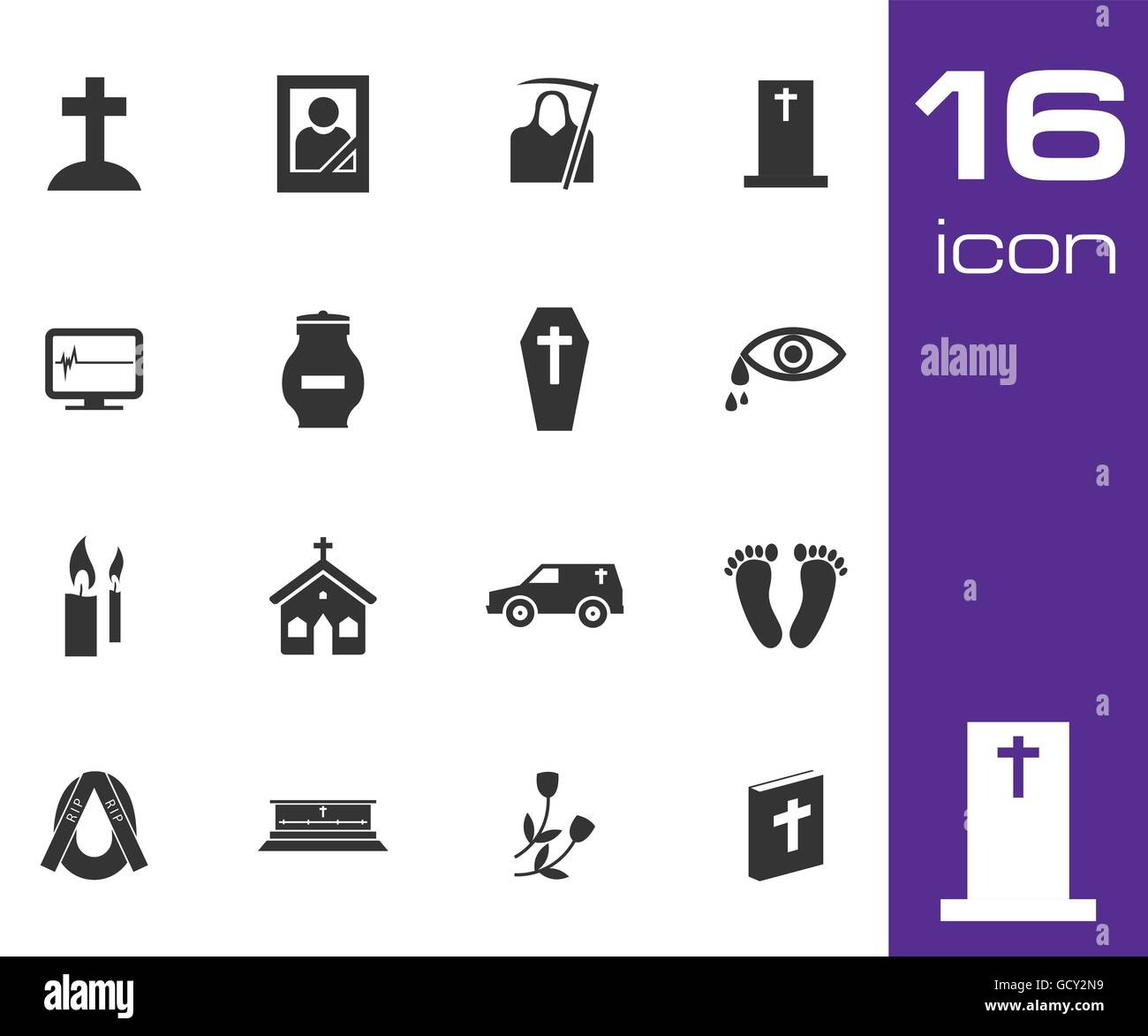 Vector black funeral icons set Stock Vector Image & Art - Alamy