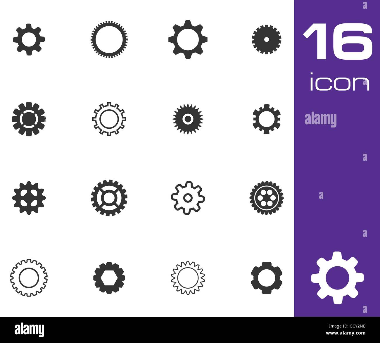 Vector black gears icons set Stock Vector Image & Art - Alamy