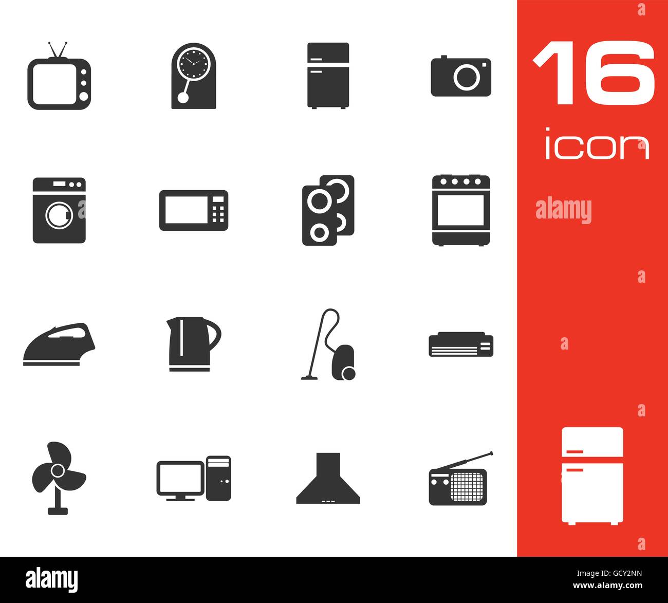Vector black home appliances icon set Stock Vector Image & Art - Alamy