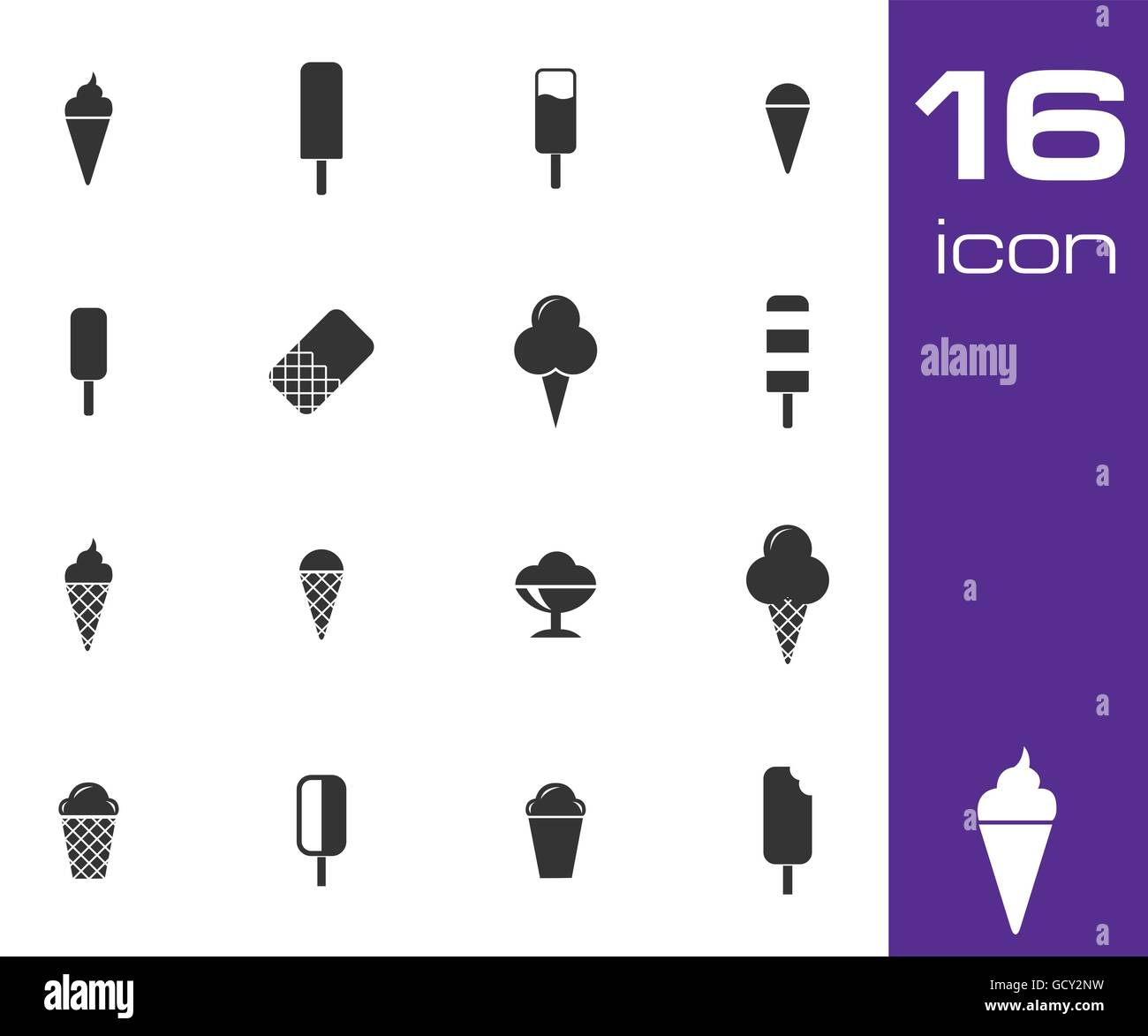 Vector black ice cream icons set Stock Vector Image & Art - Alamy