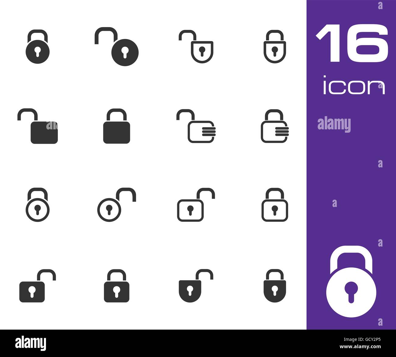 Vector black lock icons set Stock Vector Image & Art - Alamy