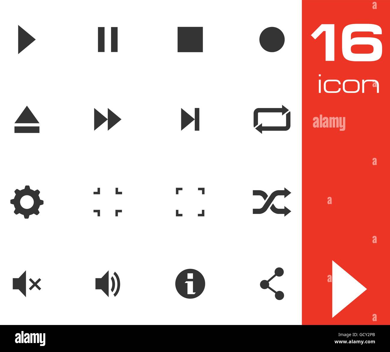 Vector black media buttons icons set Stock Vector Image & Art - Alamy