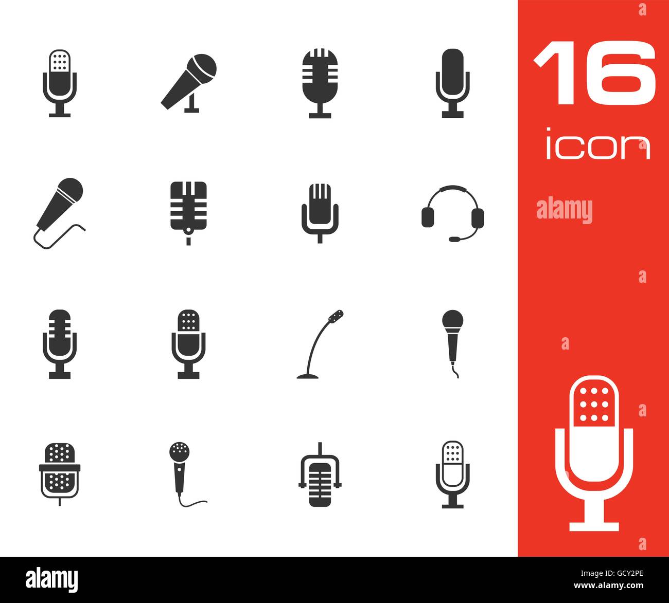 Vector black microphone icons set Stock Vector Image & Art - Alamy
