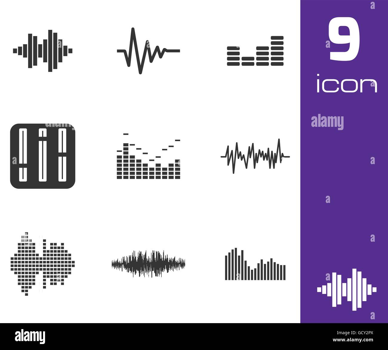Vector black music soundwave icons set Stock Vector Image & Art - Alamy