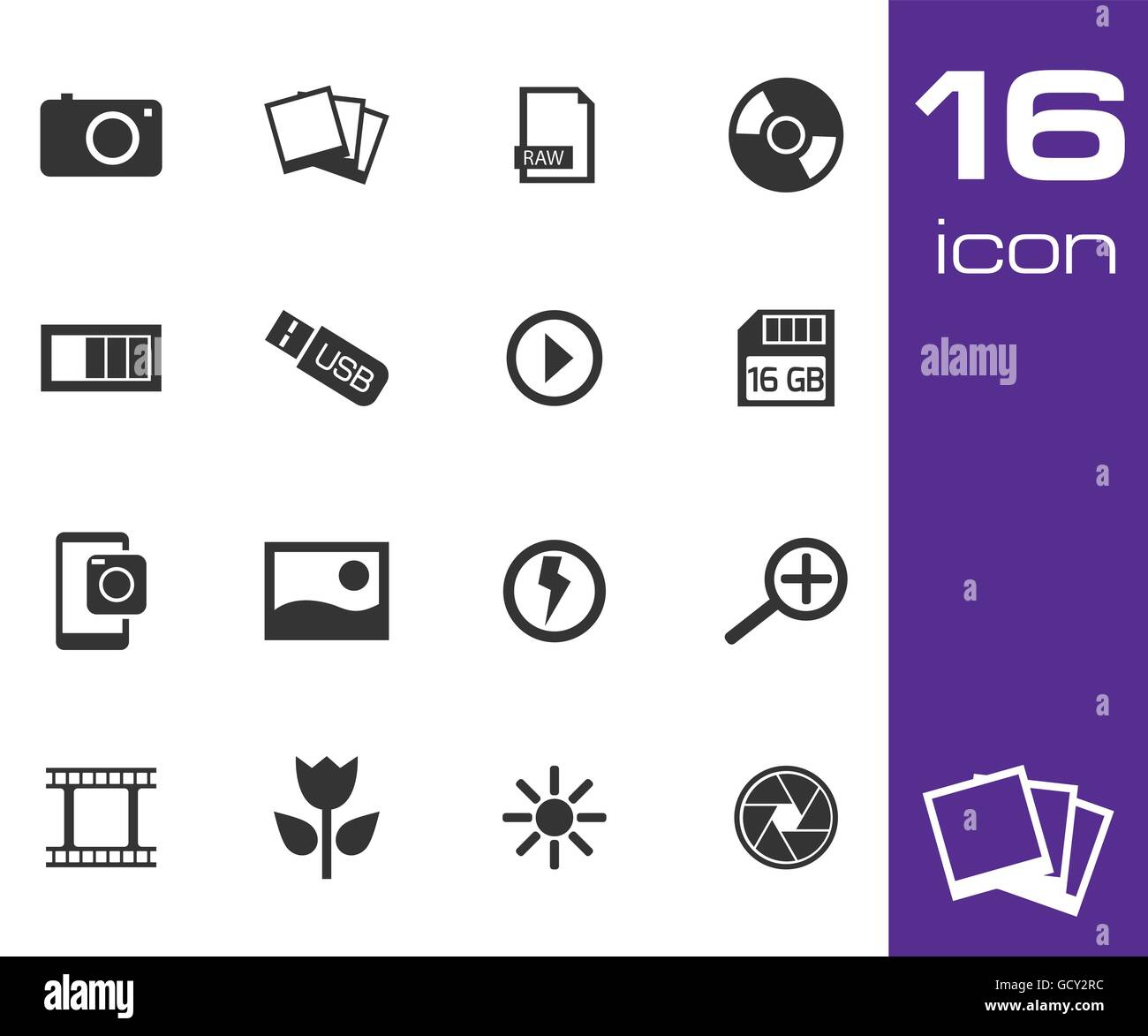 Vector black photo icon set Stock Vector Image & Art - Alamy