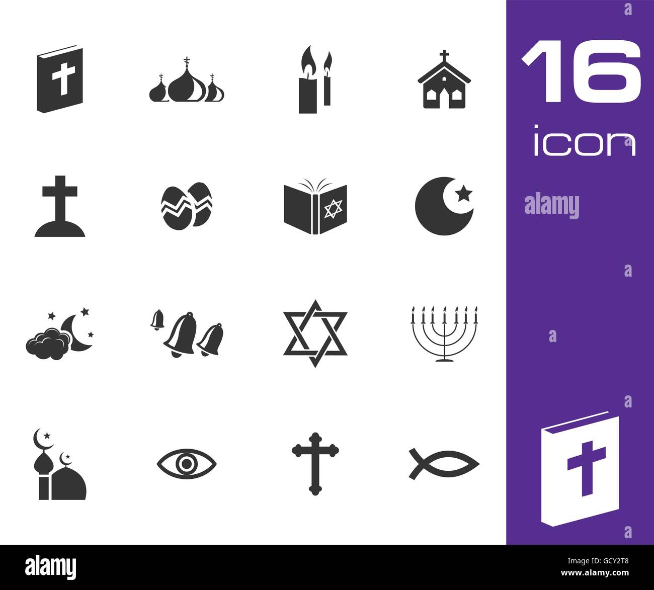 Vector black religion icons set Stock Vector Image & Art - Alamy